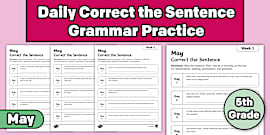 2nd Grade May Daily Correct the Sentence Grammar Practice