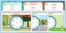 O'Clock Time Playdough Mats Arabic/English - Twinkl