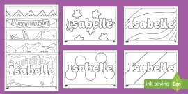 FREE! - Isabelle Name Simple Colouring Bookmarks - Twinkl