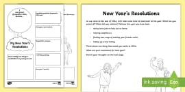 New Year Resolutions Lesson Plan - Worksheet (teacher made)