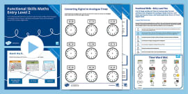 Maths Functional Skills: EL1.6: Read 12-Hour Digital and Analogue Clocks in