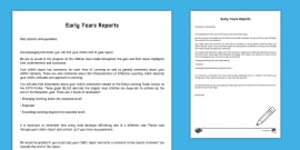 EYFS Reporting to Parents | Editable EYFS Report Template