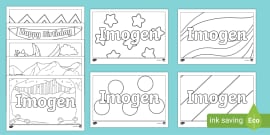 FREE! - Imogen Name Simple Colouring Bookmarks - Twinkl