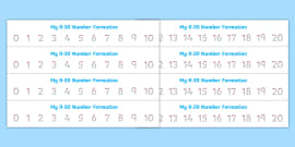 FREE! - Number Formation Strips 11 to 20 (teacher made)