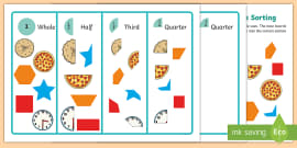 Fractions Sorting Worksheet / Worksheet - Halves and Quarters Sorting