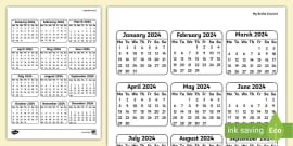 2024 Mini Academic Calendar (teacher made) - Twinkl