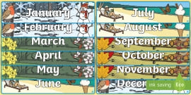 Months Of The Year Seasons Posters English/Romanian - Months Of The Year