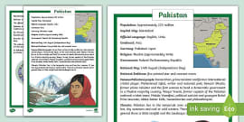 KS2 Pakistan Fact Cards - Primary Geography (teacher made)
