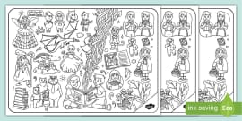 Listen and Colour Book Characters Activity (teacher made)