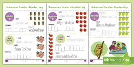 Indonesian Numbers 1-5 Handwriting Activity (teacher made)