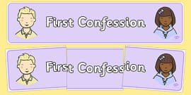 First Penance Display Banner (Hecho por educadores) - Twinkl