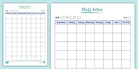 Staff Rota Template ELC (teacher made) - Twinkl