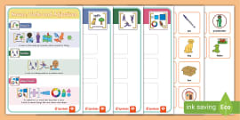 Seasons-Themed Verb Adjective Noun Worksheets - Word class