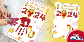 Dragon Chinese New Year Handprint Activity Poster - Twinkl
