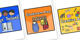 👉 Editable Square Classroom Area Signs (Blue) - Twinkl