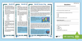 Oceans of the World Differentiated Reading Comprehension Activity