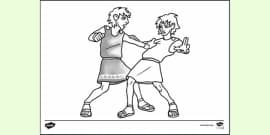 Children Fighting Over Skipping Rope Colouring Sheet