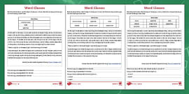 Word Classes KS2 SPaG Sorting Activity Pack