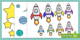 Space Themed Cut and Stick Number Ordering Sheets