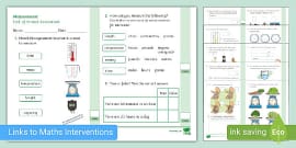 Year 2 Volume and Capacity Assessment Sheet (teacher made)