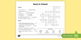 First day back to School Crossword (teacher made) - Twinkl