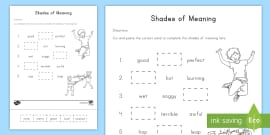 Shades of Meaning: Synonym Sorting Activity (teacher made)
