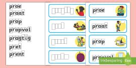 Bou Woorde Met Beginklanke -tw, -sw en -kw Woordkaarte
