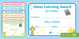 👉 Home Learning Award | Printable Certificate Template