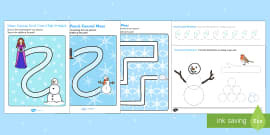 Winter Themed Pencil Control Worksheet / Worksheets - Twinkl