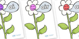 Phase 3 Phonemes on Flowers (teacher made) - Twinkl