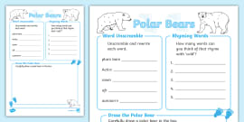 Polar Bear Word Mat,Polar Bear Adjectives (teacher made)