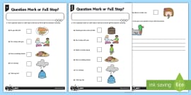 Question Mark, Full Stop or Exclamation Mark? Differentiated Worksheet
