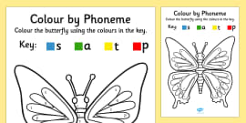 Color by Phoneme Phase 2 s a t p Activity - Color by Phoneme Butterfly ...