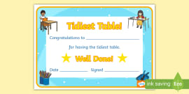 Golden Table Certificate (teacher made) - Twinkl