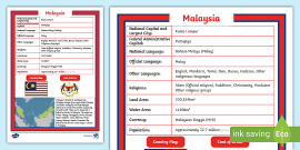 KS2 Malaysia Fact File (Teacher-Made) - Twinkl