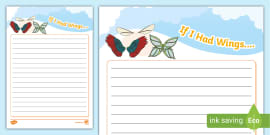 Wings Writing Template, Birds, Angels, Fairies - Twinkl