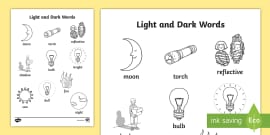 Light and Dark Shadow Matching Worksheet (teacher made)