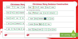 Christmas Tree Sentence Construction Worksheet / Worksheet