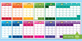 Season Blank Trees Themed Calendar Template - season, calendar