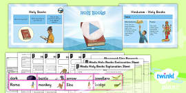 Hindu Dharma Hindu Holy Books Explanation Sheet - Twinkl