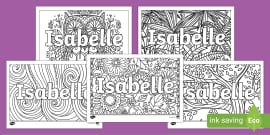 FREE! - Isabelle Name Simple Colouring Activity Sheets