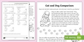 Cats and Dogs Comparison Activity for 1st-2nd Grade - Twinkl