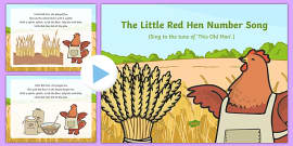 1, 2, 3, 4, 5, Little Red Hen Song (teacher made) - Twinkl