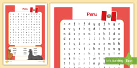Peru Word Search (teacher made) - Twinkl