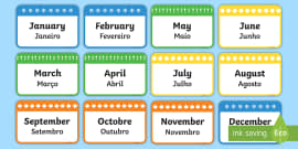 Months of the Year Flashcards English/German (teacher made)