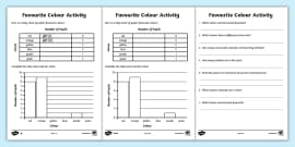 Favourite Colour Bar Graph and Tallying Worksheet / Worksheet