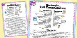 Hot Cross Buns Recipe - Recipe Cards (teacher made) - Twinkl