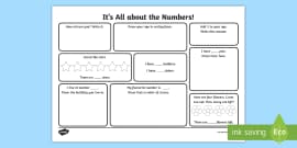 KS1 My Life in Numbers Worksheet