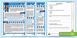 Kamala Harris Reading Comprehension Activity | 3rd Grade
