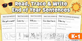 Read, Trace, and Write Spring Sentences Worksheets